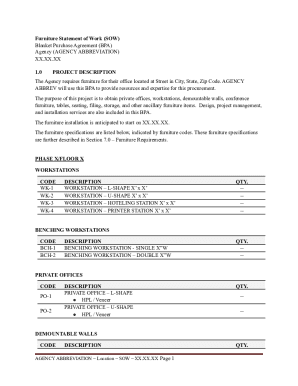 Fillable Online BPA Furniture Statement of Work (GSA, 2022) Fax Email ...