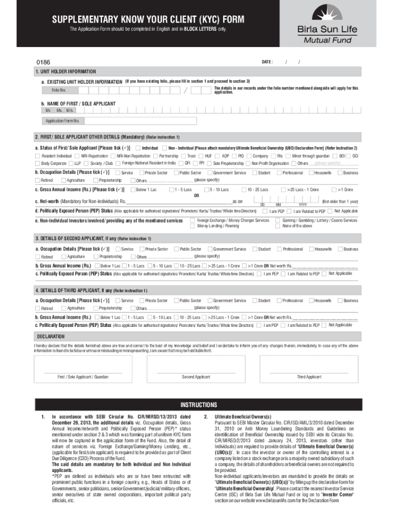Fillable Online SUPPlementary KnoW yoUr Client (KyC) form Fax Email ...