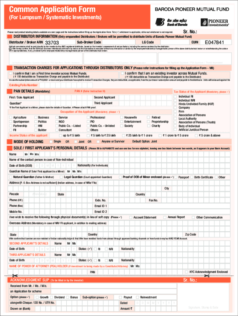Fillable Online common application form - PGIM India Mutual Fund Fax Email Print - pdfFiller