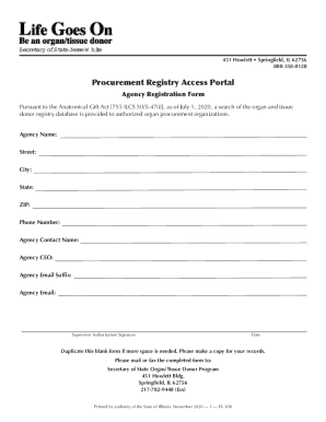 Fillable Online Life Goes On Be an Organ/Tissue Donor (Agency Registration Form) Fax Email Print ...