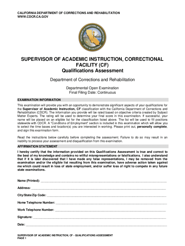 Fillable Online Job Descriptions for California Department of Corrections and ... Fax Email ...