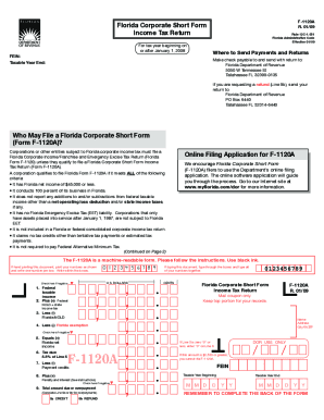 Fillable Online Florida Form F-1120 State Corporate Income Tax Return ...