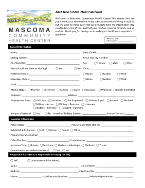 Fillable Online Adult New Patient Intake Paperwork Fax Email Print ...