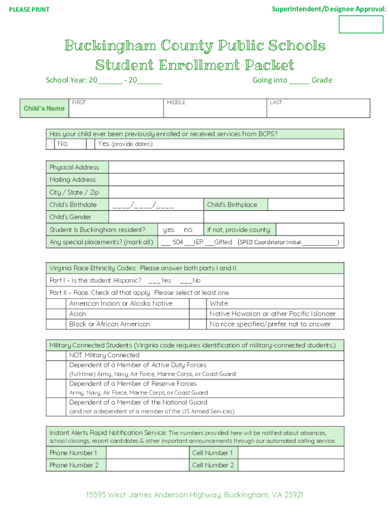 Fillable Online Student Enrollment - Frederick County Public Schools Fax Email Print - pdfFiller