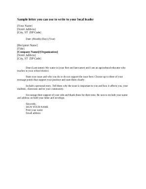 Sample letter you can use to write to your local leader Doc Template ...