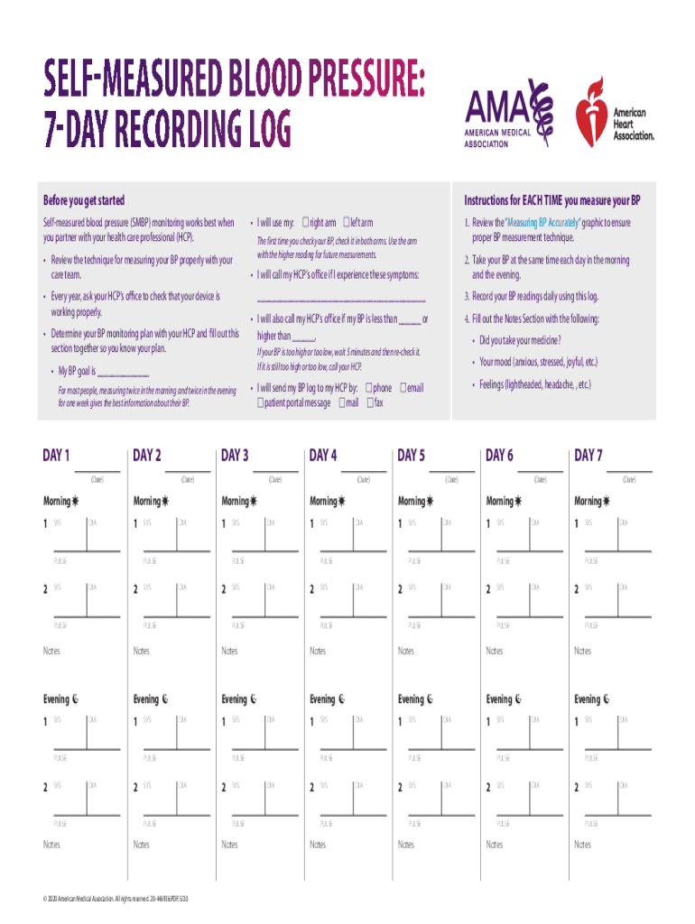 Fillable Online The 7-step self-measured blood pressure (SMBP) quick ...