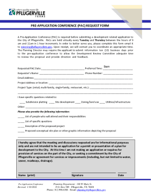 Fillable Online Pre Application Conference (PAC) request form Fax Email ...