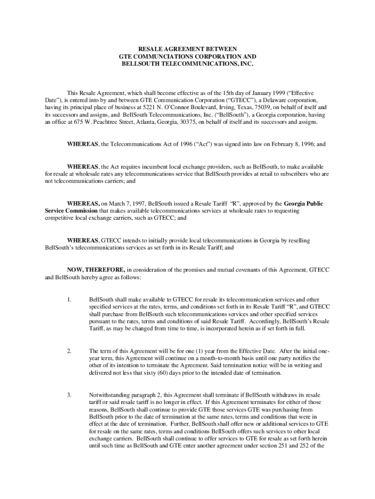 Fillable Online psc ky INTERNET SERVICE RESALE AGREEMENT by Prodigy ...