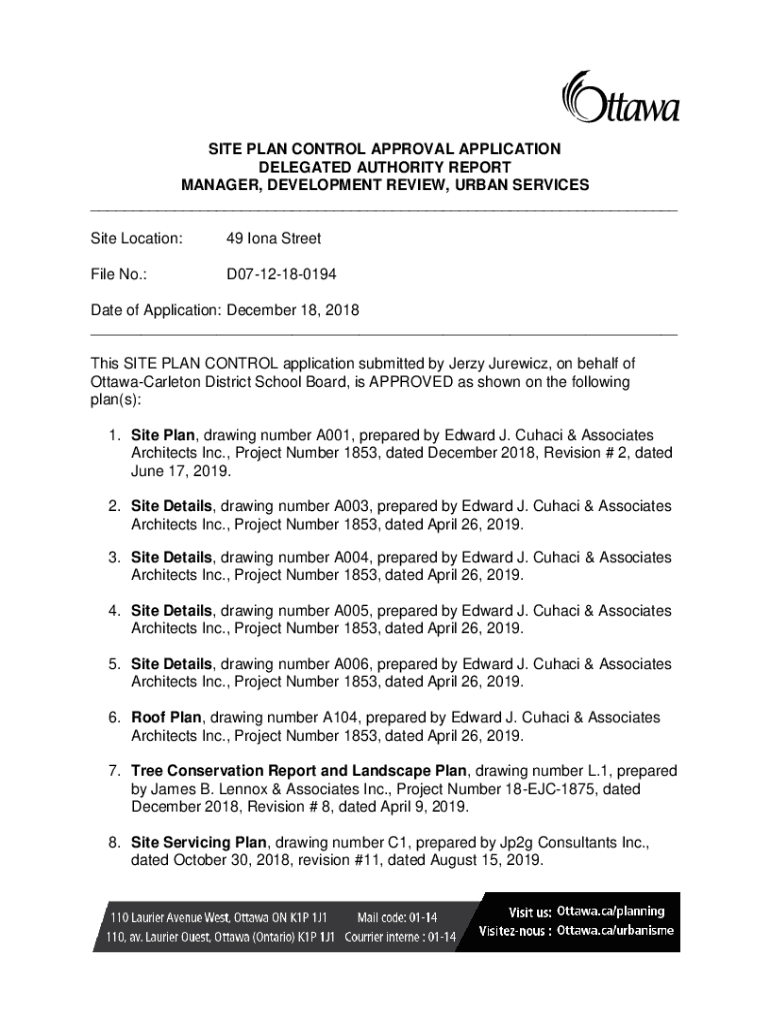 Fillable Online site plan control approval application - City of Ottawa Fax Email Print - pdfFiller