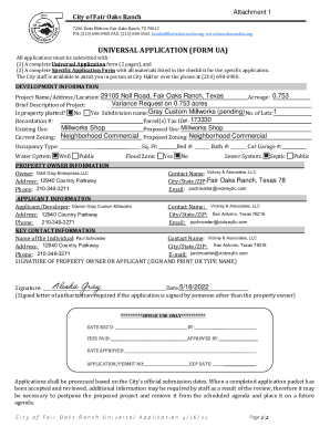 Fillable Online Universal Application Form - Fair Oaks Ranch Fax Email ...
