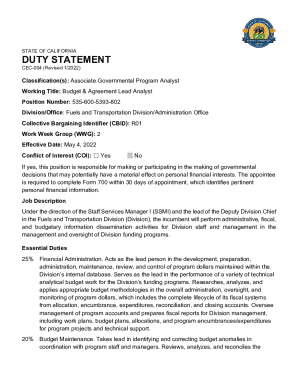 Fillable Online SSA AGPA Job Bulletin & Duty Statement Fax Email Print ...