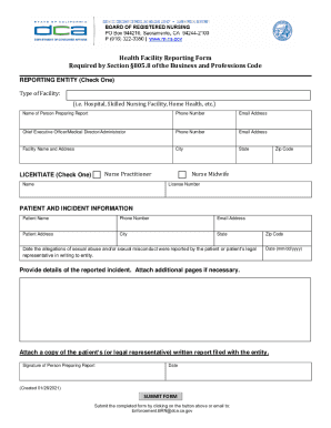 Fillable Online Health Facility Reporting Form - CA.gov Fax Email Print ...
