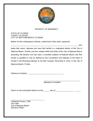 Fillable Online AFFIDAVIT OF RESIDENCY STATE OF FLORIDA COUNTY OF ...