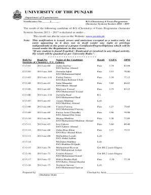 Fillable Online School of Chemistry, University of the Punjab, Lahore ...