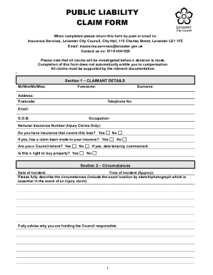 Fillable Online public-liability-claim-form.doc - Leicester City ...