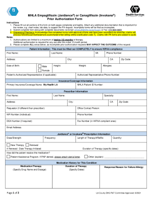 Fillable Online dhs lacounty Prior Authorization (PA) Form for SGLT-2 ...