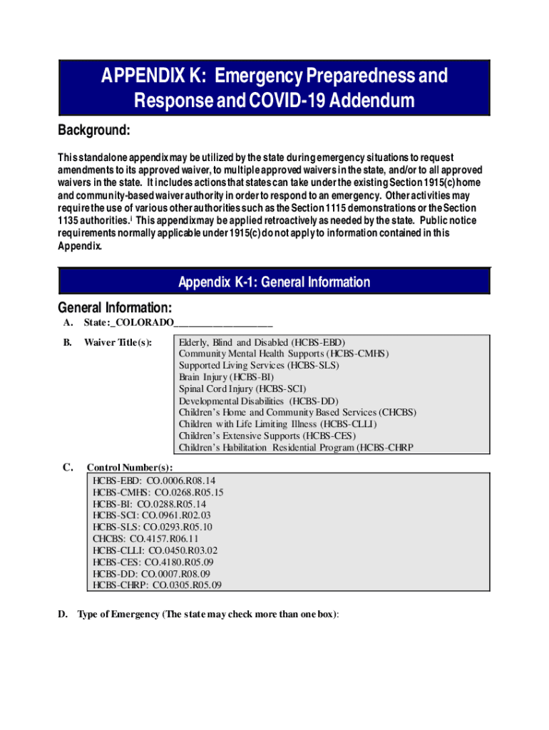 Fillable Online Colorado Combined Appendix K Approval Letter - Medicaid Fax Email Print - pdfFiller