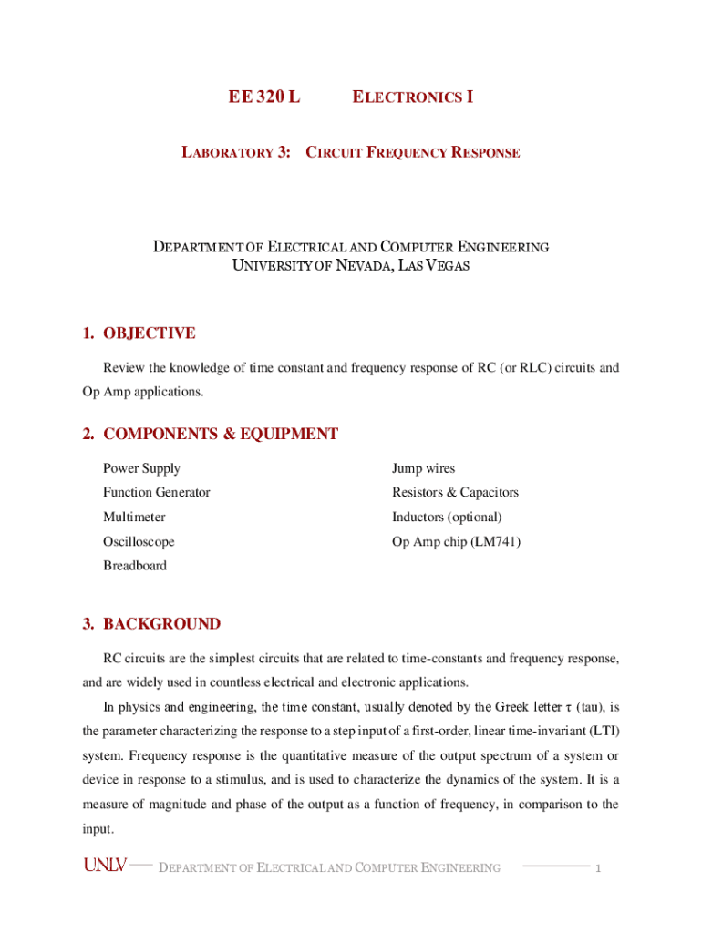 Fillable Online ee 320 l electronics i - laboratory 3: circuit frequency response Fax Email ...