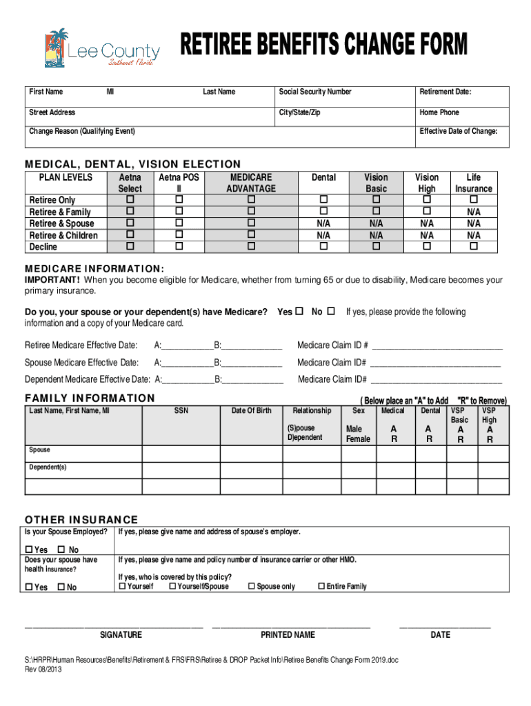 Fillable Online BENEFITS ENROLLMENT AND CHANGE FORM Fax Email Print ...