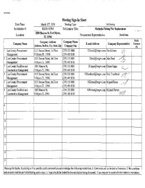 Fillable Online B200119DWJ - Bid Opening - Sign In Sheet.pdf - Lee ...