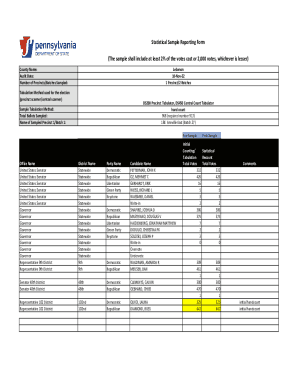 Fillable Online Statistical Sample Reporting Form (The sample shall ...