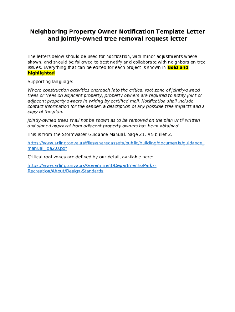 Letter Template: Problem with Neighbour's Tree Doc Template | pdfFiller