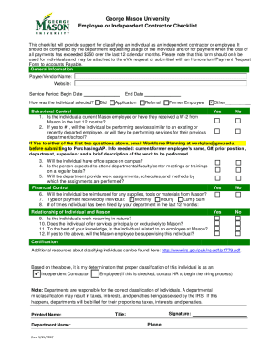 Fillable Online fiscal gmu Independent Contractor vs Employee Checklist ...