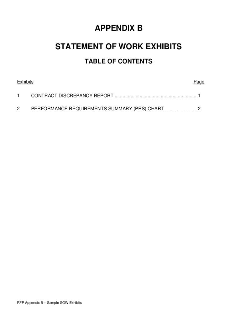 Fillable Online Appendix B-Statement of Work Exhibits Fax Email Print - pdfFiller