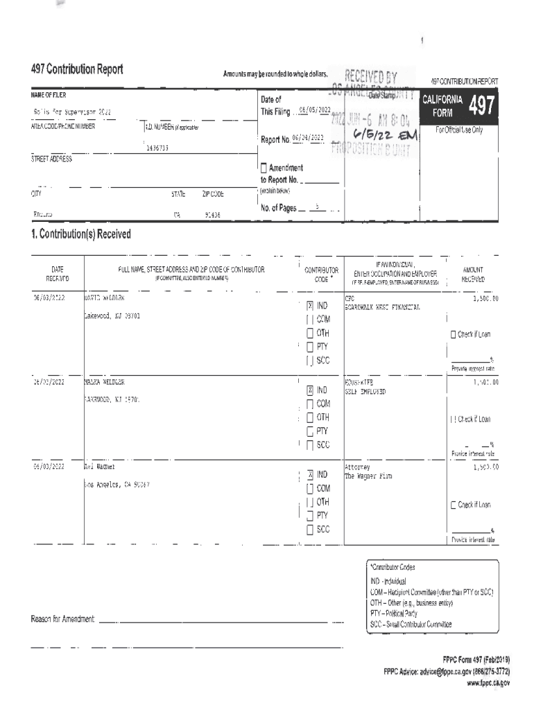 Fillable Online apps1 lavote Form 460 (Campaign Statement) for Joe ...