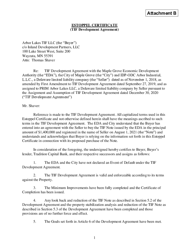 Fillable Online Estoppel Certificate - AWS Fax Email Print - pdfFiller