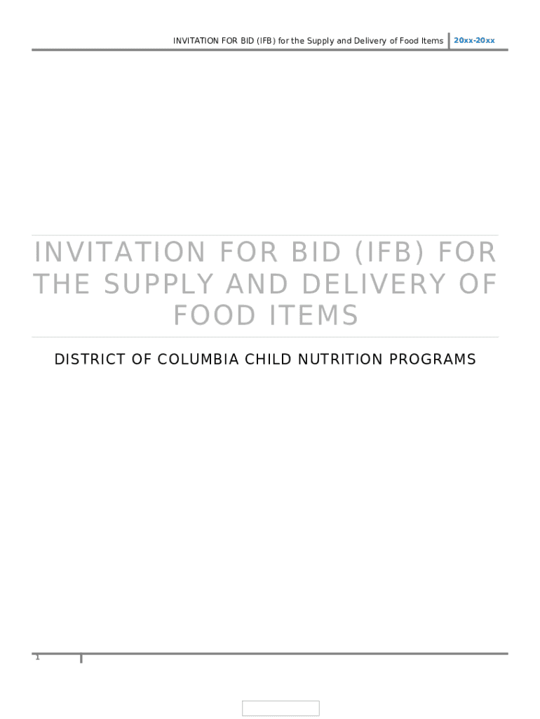 INVITATION FOR BID (IFB) for the Supply and Delivery of Food Items ...