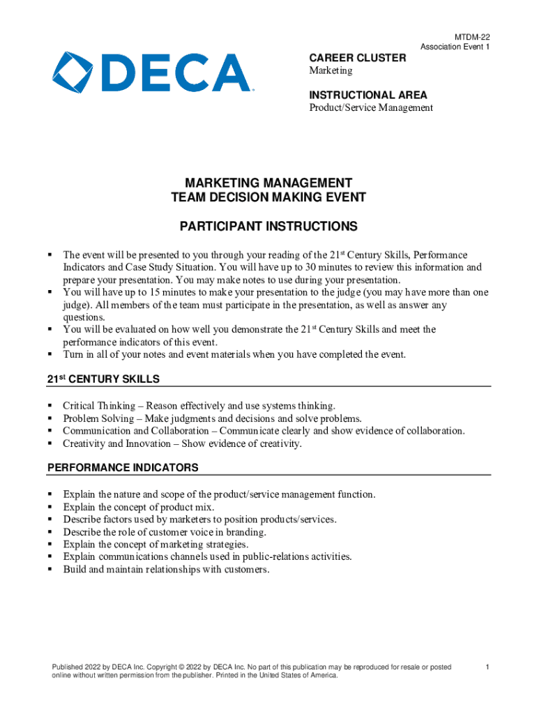 Fillable Online Buying and Merchandising Team Decision Making - DECA ...