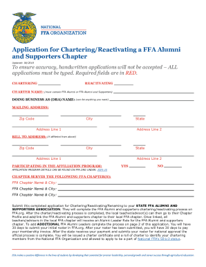 Fillable Online Application for Chartering/Reactivating a FFA Alumni ...