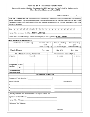 Fillable Online Form No Sh-4Securities Transfer Form - hg industries ...