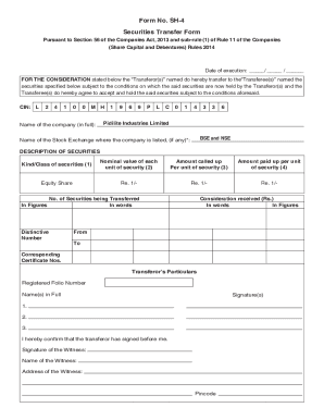 Fillable Online Form No. SH-4 Securities Transfer Form Fax Email Print ...