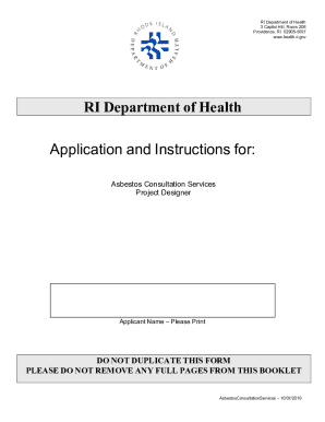 Fillable Online health ri RI Department of Health Application and ...