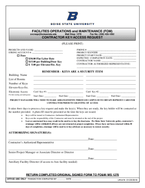 Fillable Online Key Request/ LOST/ STOLEN OR RETURN FORM Fax Email ...