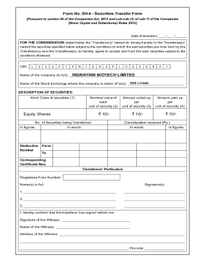 Fillable Online Securities Transfer Form INDRAyANI BIOTECH LImITED ... Fax Email Print - pdfFiller