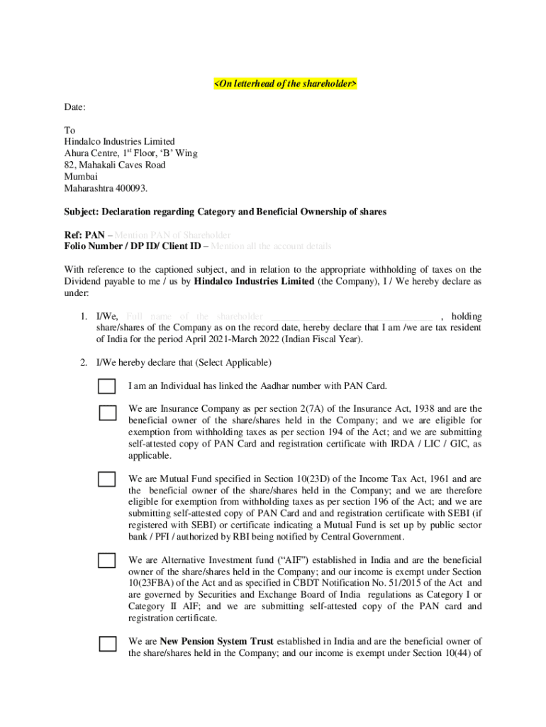 Fillable Online annexure-c-resident-tax-declaration.pdf - Hindalco Fax ...