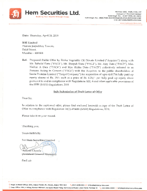 Fillable Online Draft Letter of Offer - Motilal Oswal Group Fax Email ...