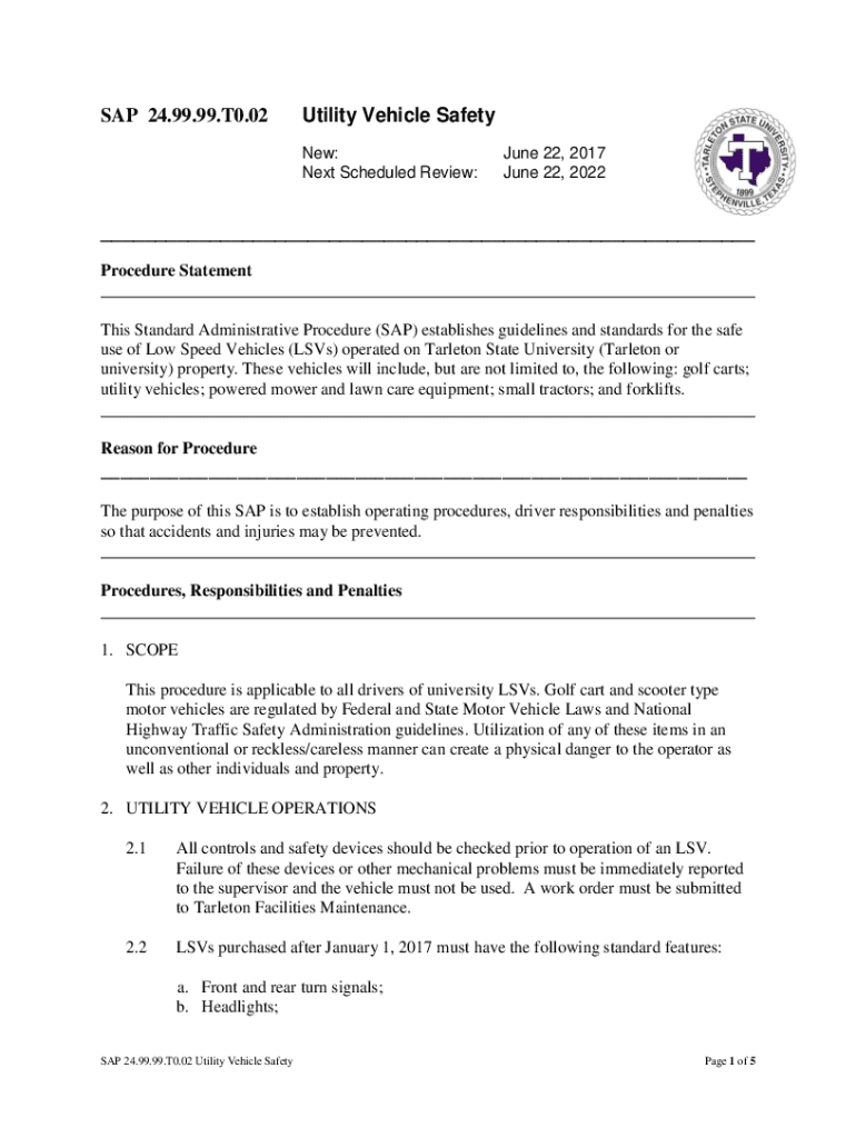 Fillable Online SAP 24.99.99.T0.02 Utility Vehicle Safety Fax Email ...