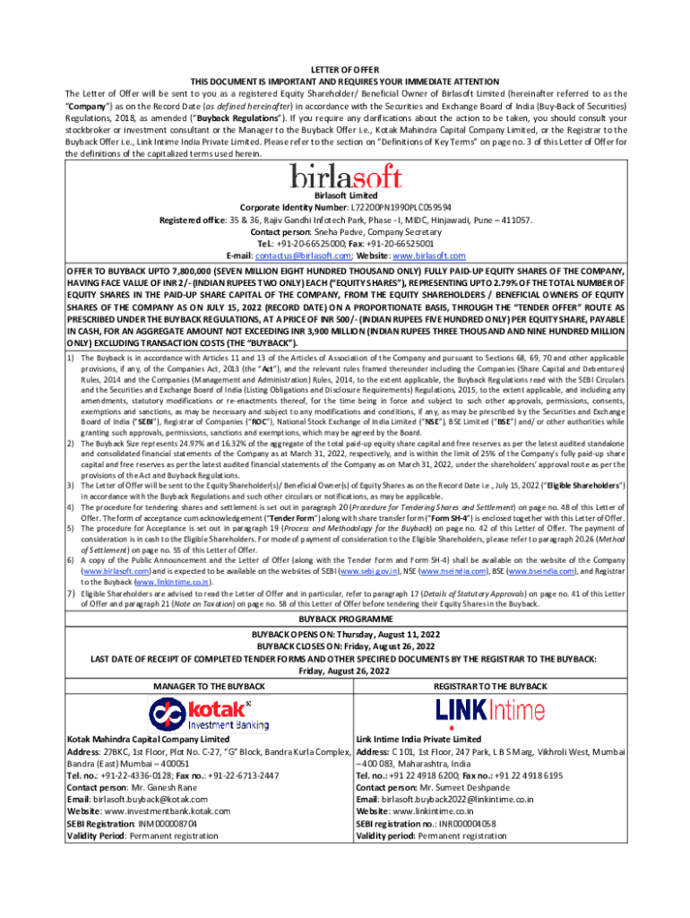 Birlasoft Offer Letter - Fill Online, Printable, Fillable, Blank ...
