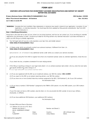 Fillable Online FORM ADV - W3 Wealth Management Fax Email Print - pdfFiller