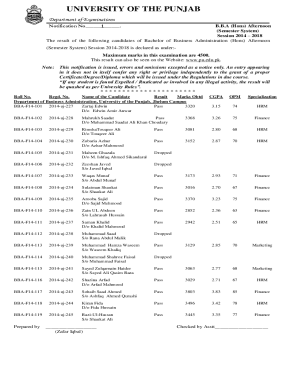 Fillable Online pu edu University of the Punjab - Business ...