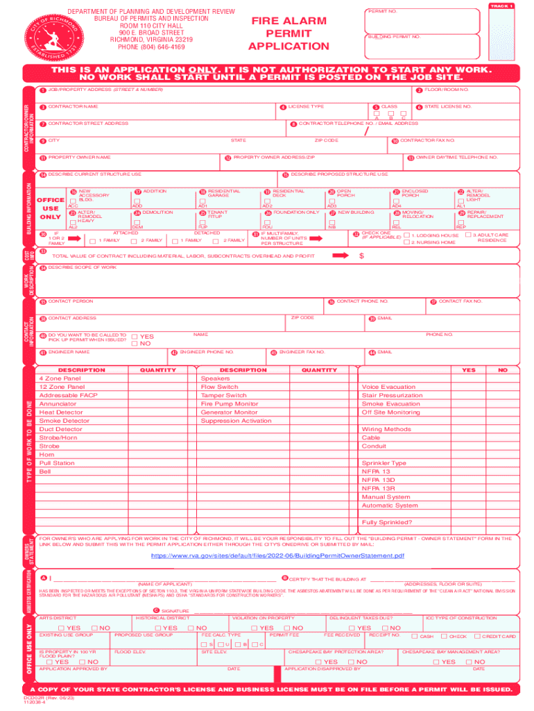 Fillable Online Fire Alarm Permit Application - RVA.gov Fax Email Print ...