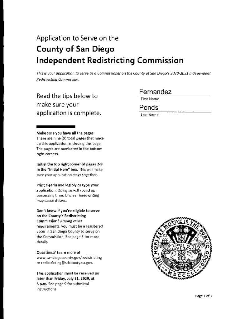 Fillable Online Citizens Redistricting Commission Application - Los ...