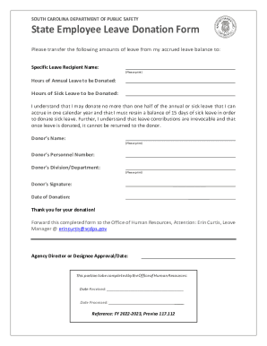 Fillable Online State Employee Leave Donation Form Fax Email Print ...