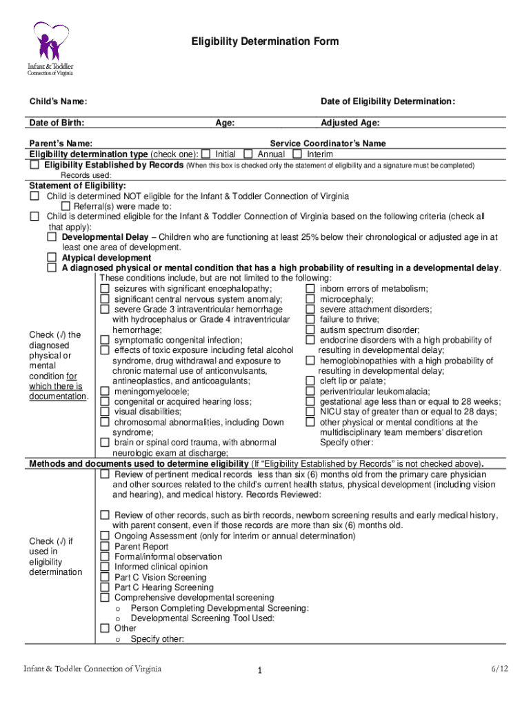Fillable Online Eligibility Determination Form Fax Email Print - pdfFiller