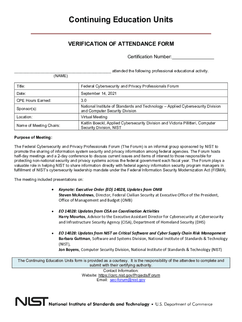 Fillable Online csrc nist Sample Cybersecurity Camp Procedures, Forms ...
