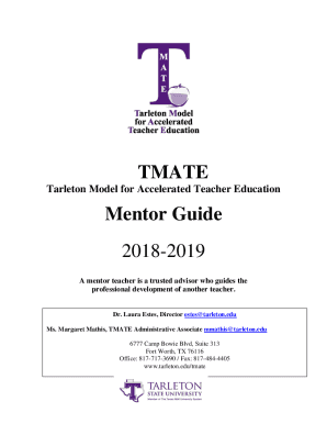 Fillable Online TMATE Mentor Guide 2018-2019 - Tarleton State ...